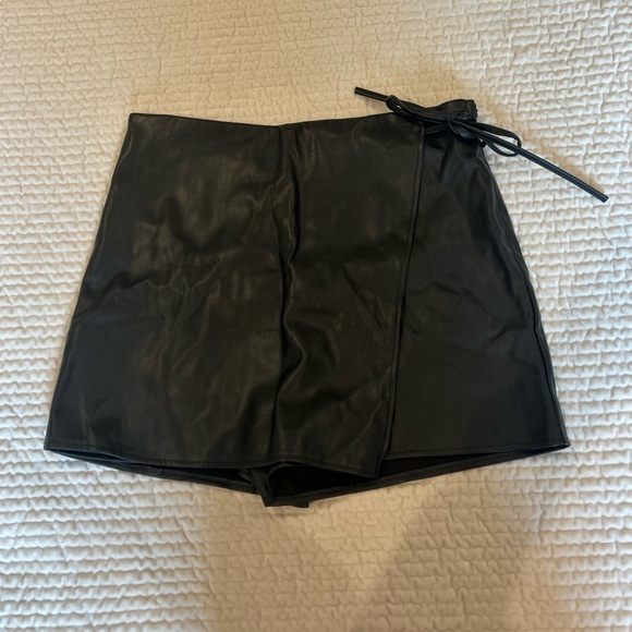 Shorts | Black Faux Leather Mini Skort | Poshmark